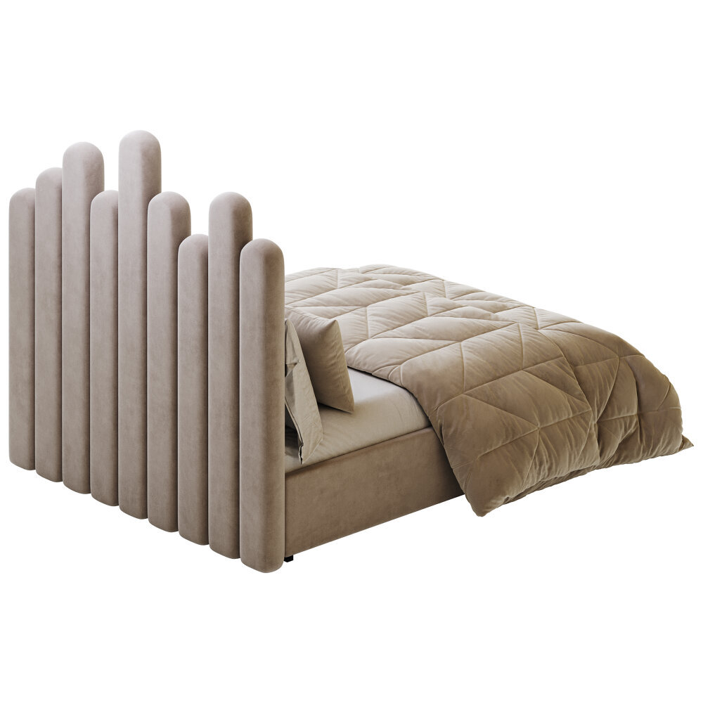 Light Wood Upholstered Panel Modern Bed 3D model - Download Bed on ...