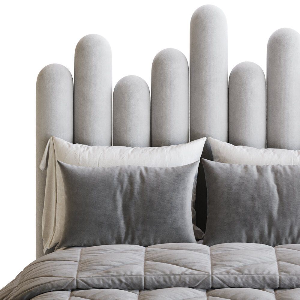 Light Wood Upholstered Panel Modern Bed 3D model - Download Bed on ...