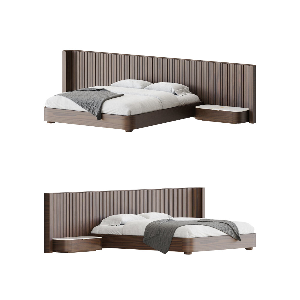 Finnley Extended Headboard Bed 3D model - Download Bed on 3DModels.org