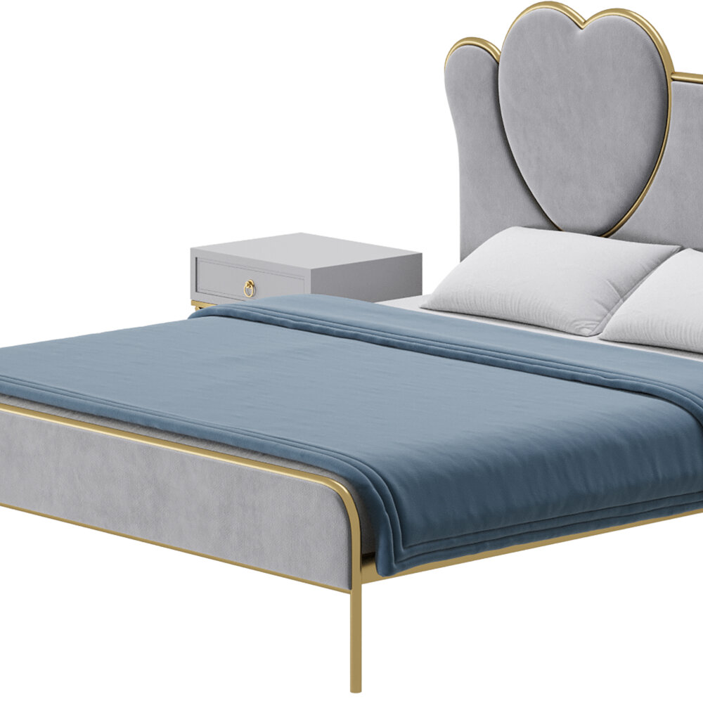 Elegant Heart-Shaped Headboard Bed 3D model - Download Bed on 3DModels.org