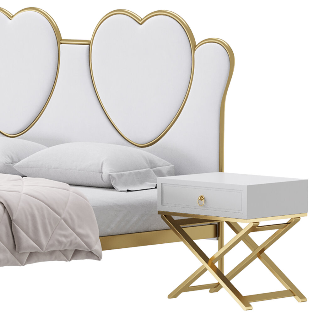 Elegant Heart-Shaped Headboard Bed 3D model - Download Bed on 3DModels.org