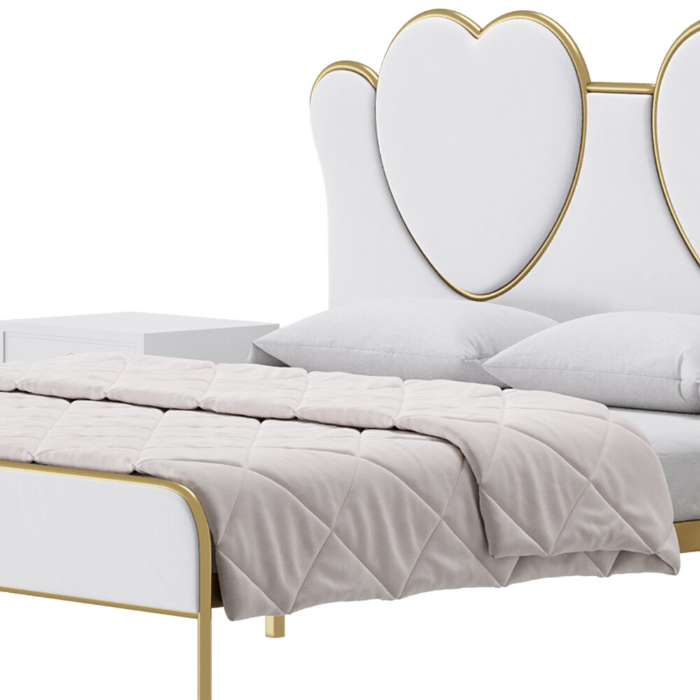 Elegant Heart-Shaped Headboard Bed 3D model - Download Bed on 3DModels.org