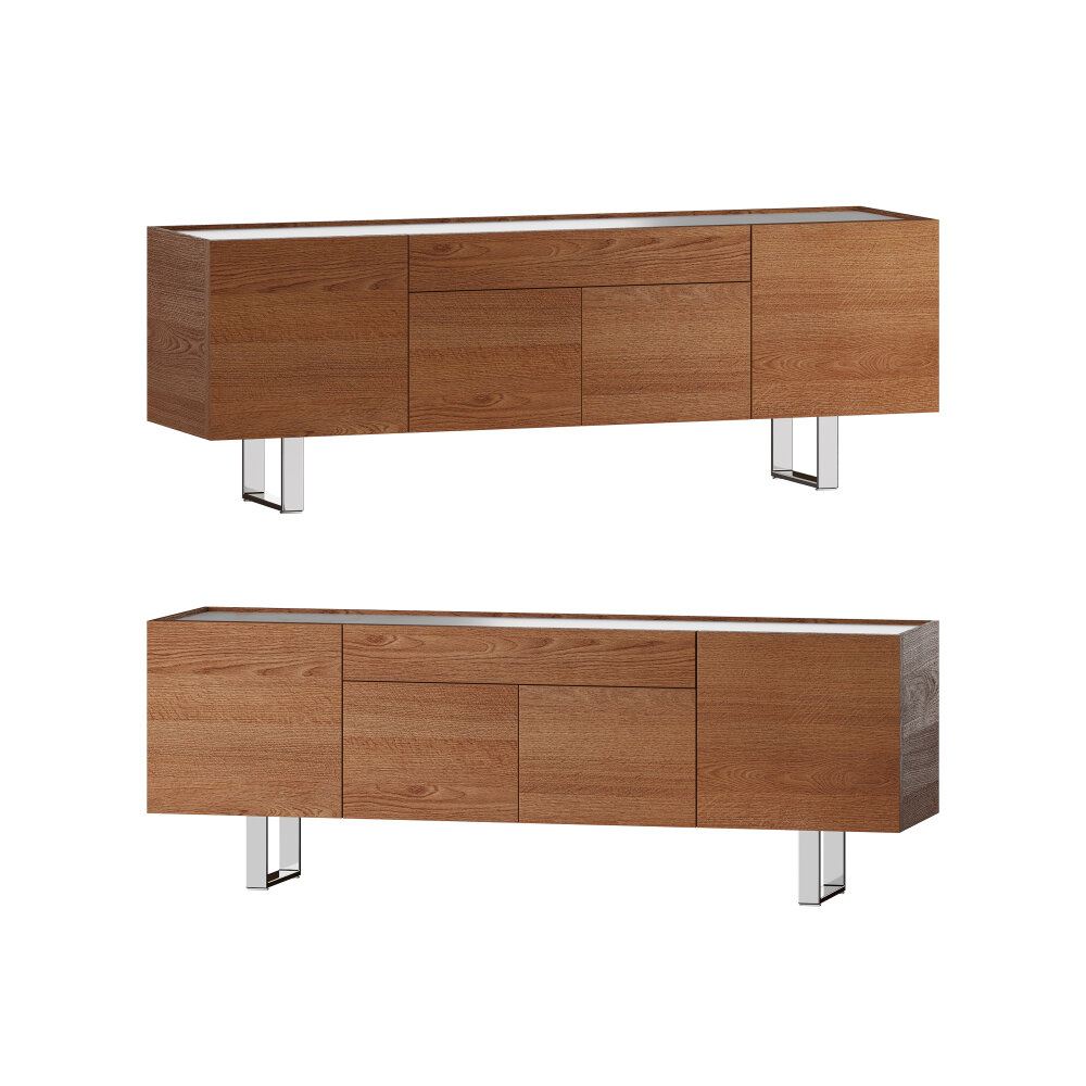 Modern Walnut Sideboard with Sleek Chrome Legs 3D model - Download ...