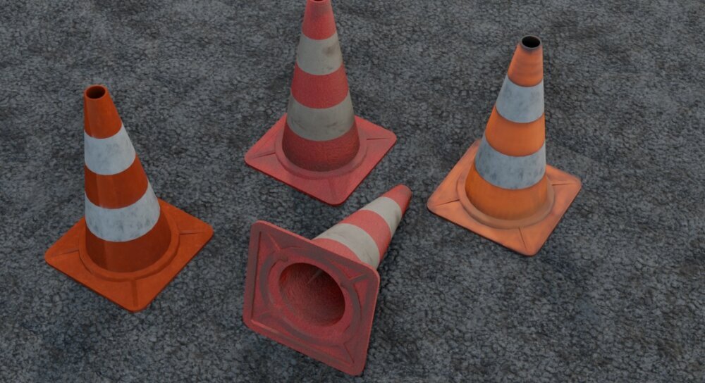 Traffic Cone Set 3D model - Download Street elements on 3DModels.org