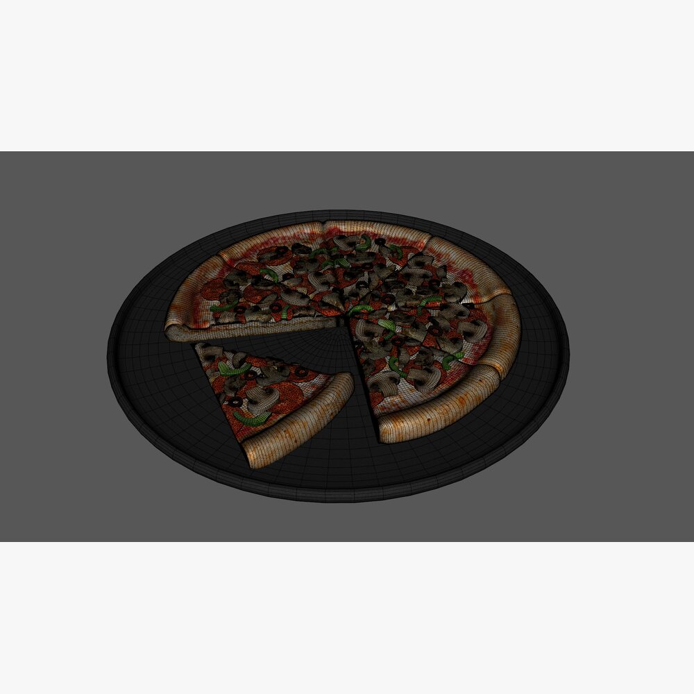 Pizza With Plate Low-poly 3D model - Download Fast food on 3DModels.org