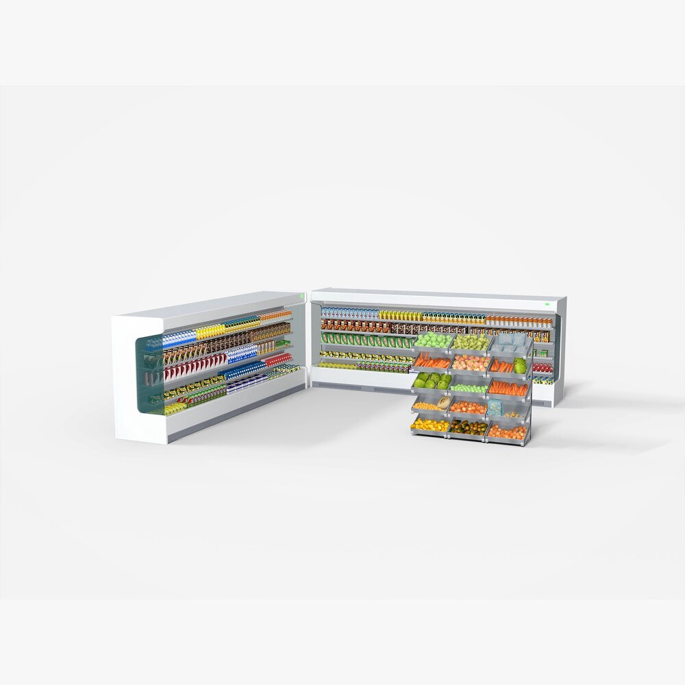 Supermarket Shelves With Stand Pack 3D model - Download Commercial ...