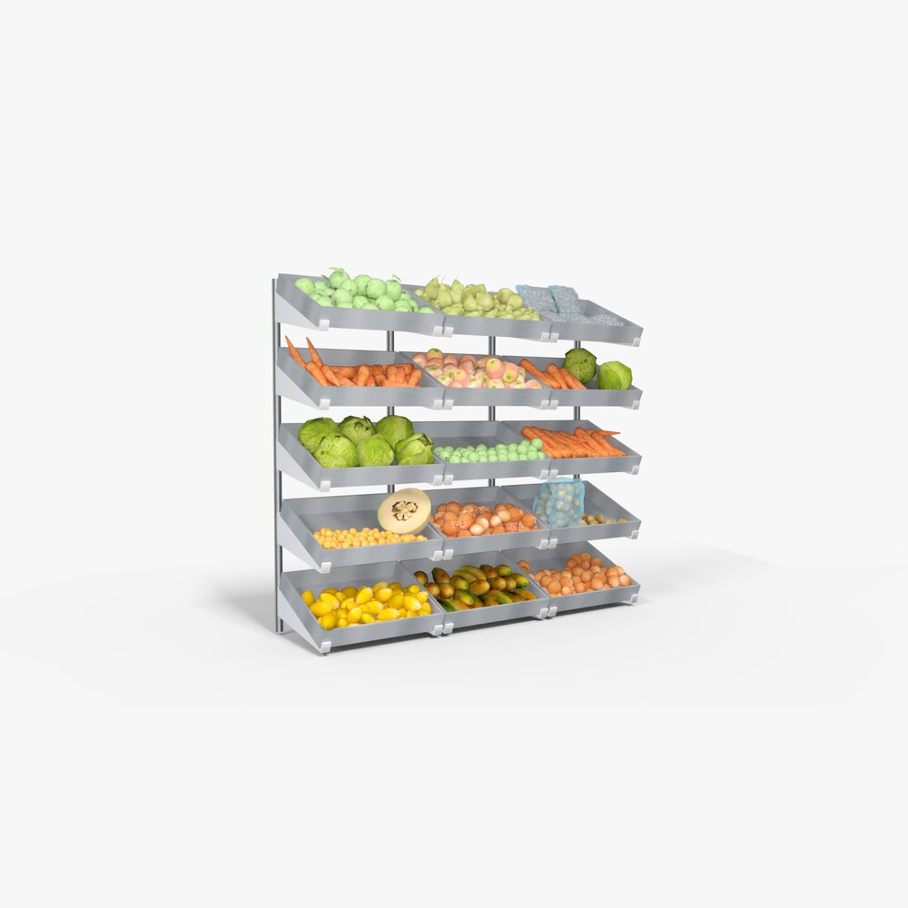Supermarket Shelves With Stand Pack 3D model - Download Commercial ...