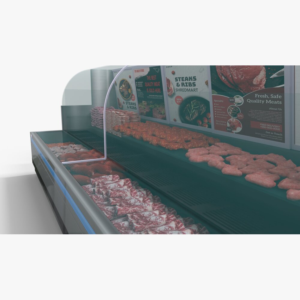Supermarket Meat Shelve Stand 3D model - Download Commercial Appliance ...