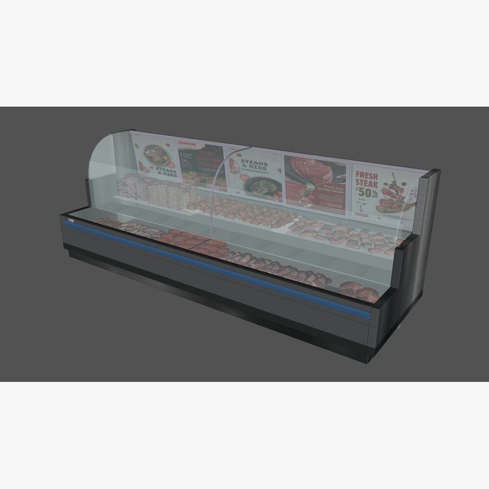 Supermarket Meat Shelve Stand 3D model - Download Commercial Appliance ...