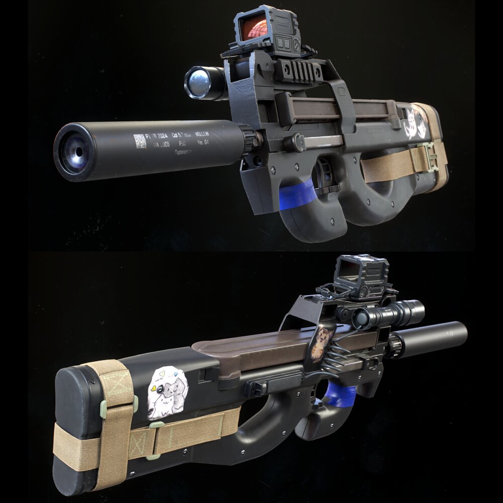 FN P90 Tactical Submachine Gun with Attachments 3D model - Download ...