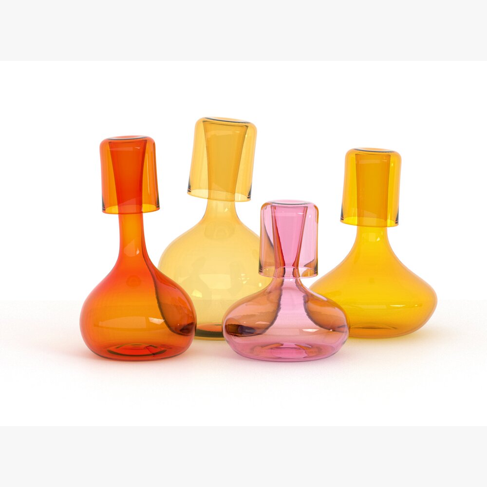 Glass Pitchers With Round Tray 3D model - Download Tableware on ...