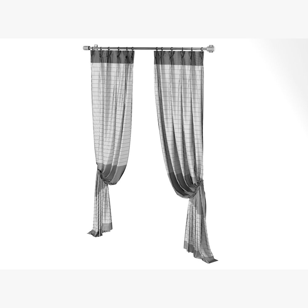 Country Solid Nature Linen Curtains 3D model - Download Curtains and ...