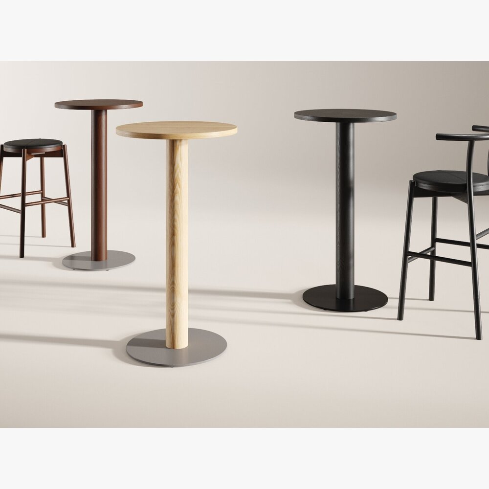 Conde House Kotan Round High Table 3D model - Download Table on ...