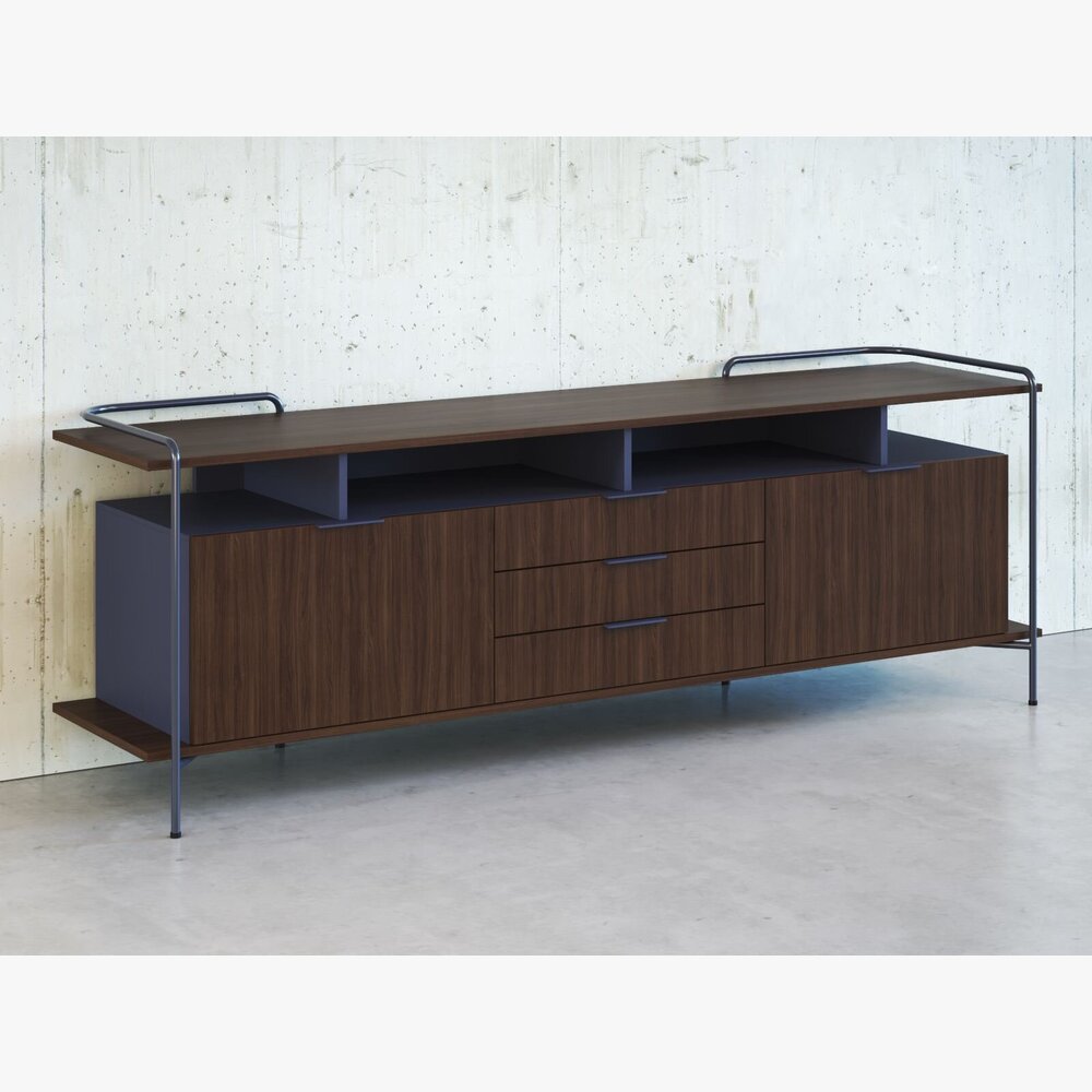 Ligne Roset Alando 2-Doors Sideboard With Metal Frame 3D model ...