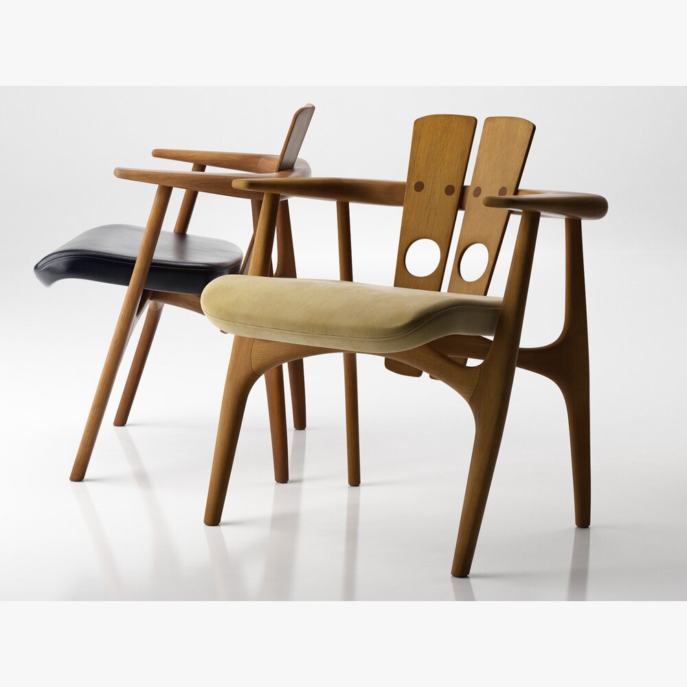 Sillas LinBrasil Katita de Madera con Tapizado de Tela Modelo 3D ...