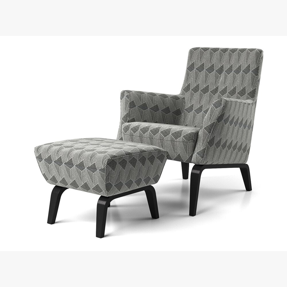 Alberta Palio Armchair Low with Pouf 3D model - Download Armchair on ...