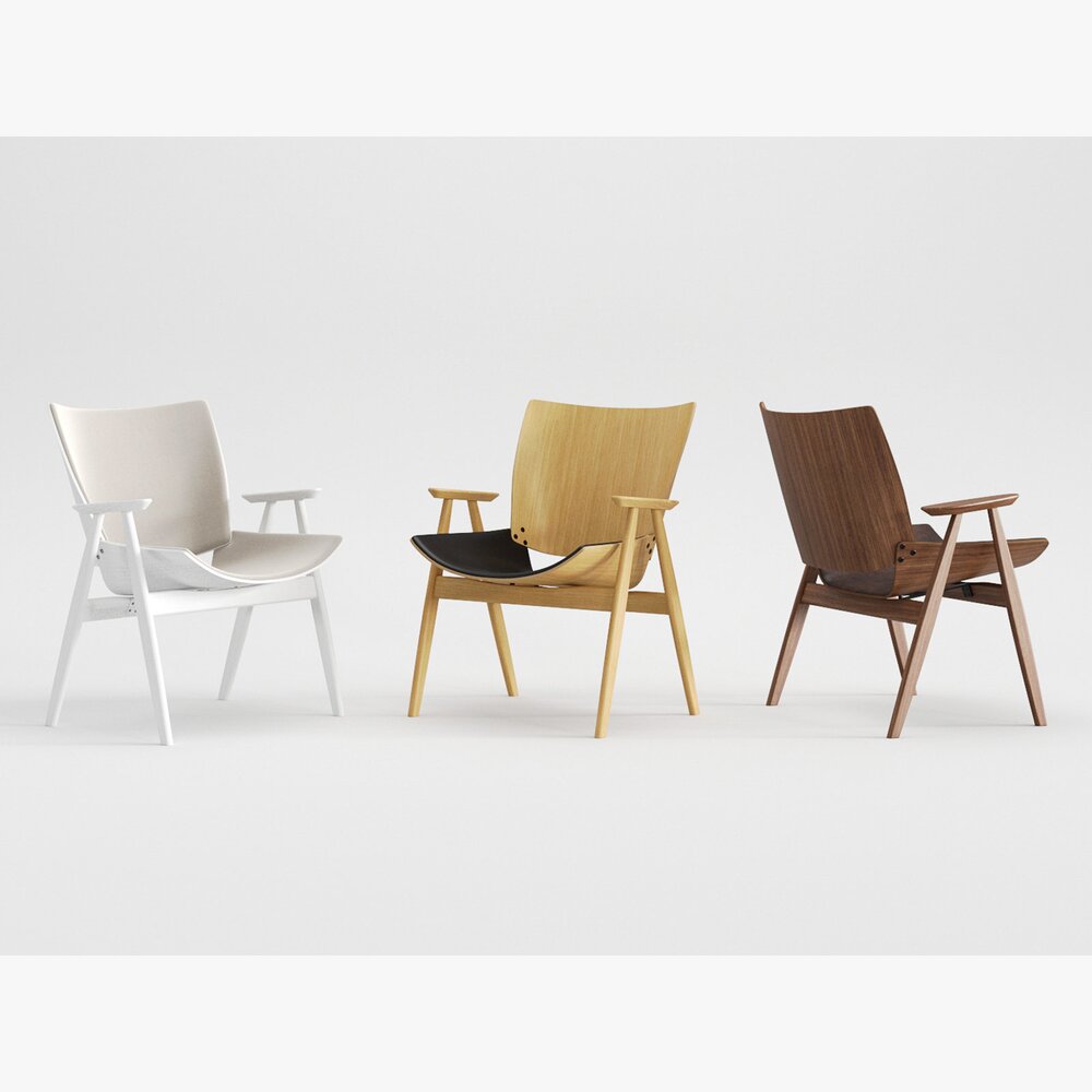 Rex Kralj Shell Wood Armlounge Upholstered Seat And Back 3D model ...