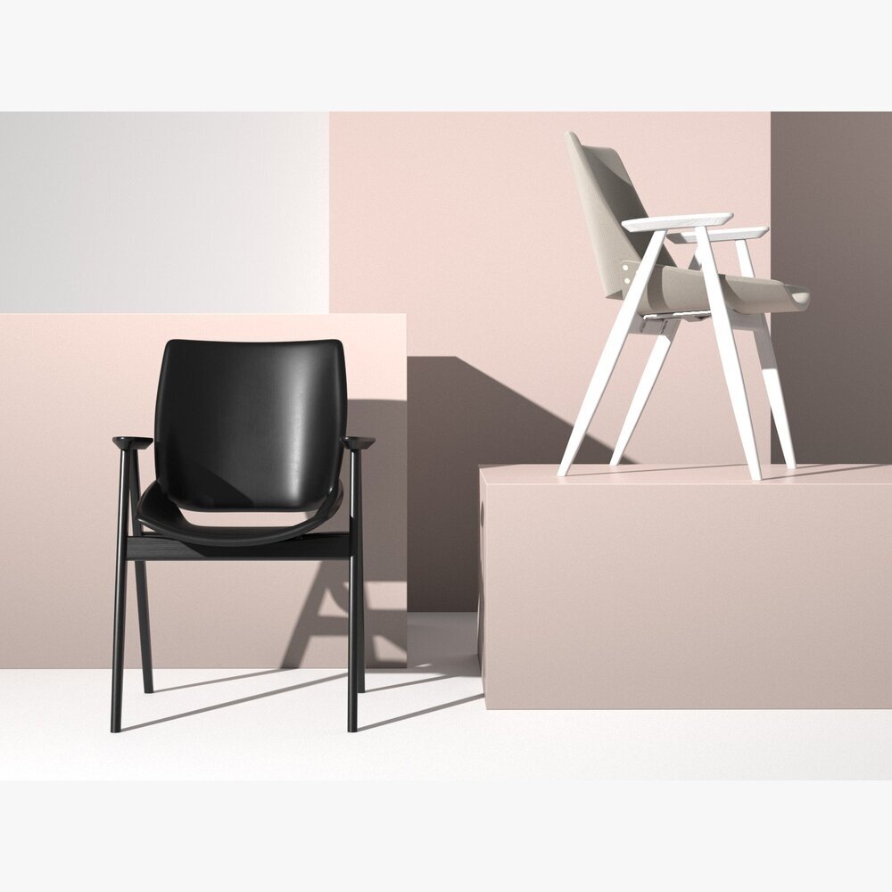 Rex Kralj Shell Wood Armchair Upholstered 3D model - Download Armchair ...