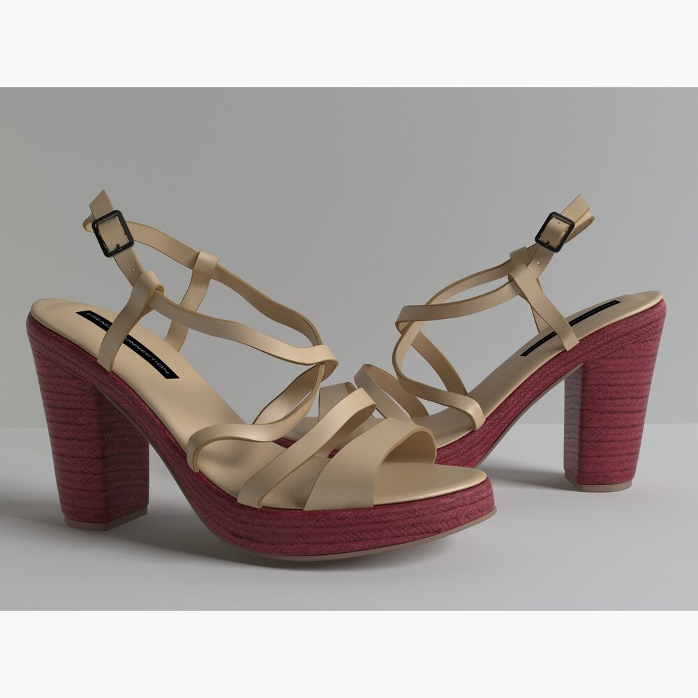 FRENCH CONNECTION Beige Platform Espadrille Sandal 3D model - Download ...