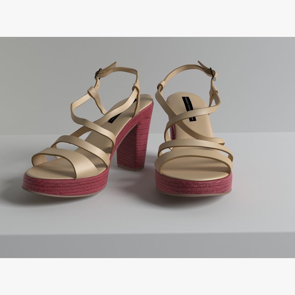 FRENCH CONNECTION Beige Platform Espadrille Sandal 3D model - Download ...