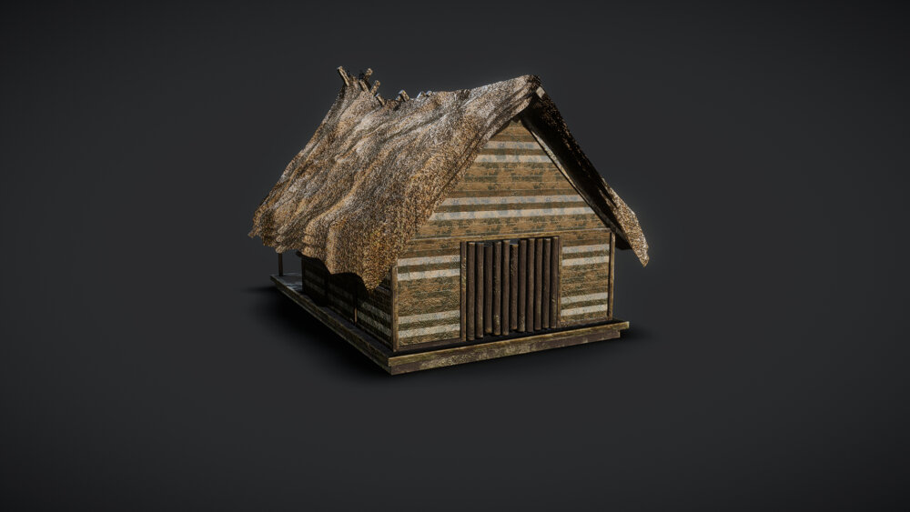 Tropical Tiki House with Thatch Roof and Open Porch 3D model - Download ...