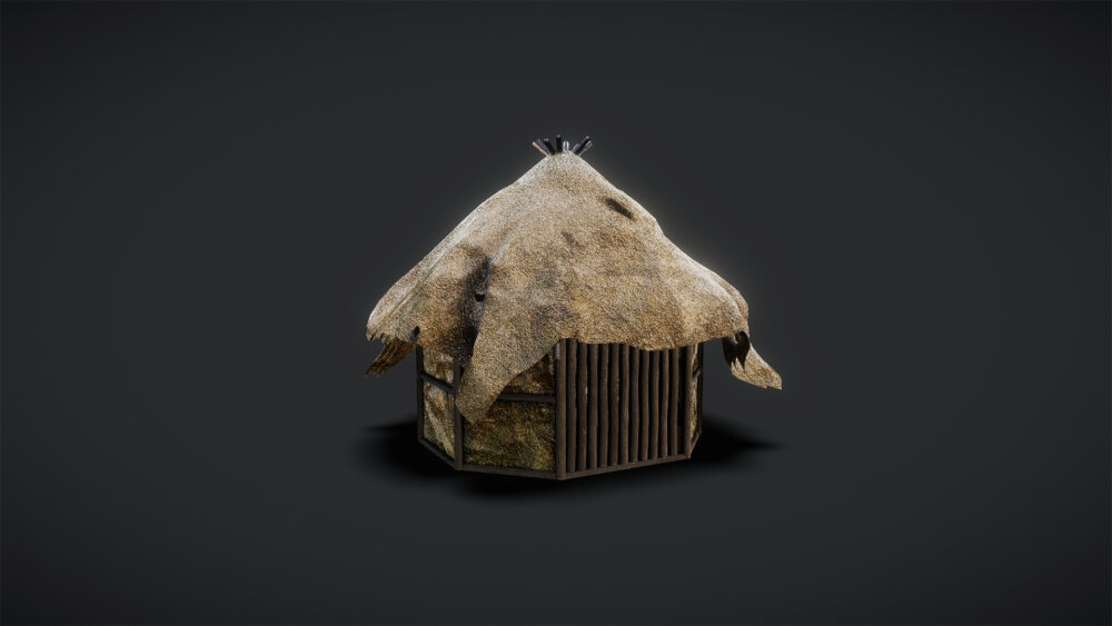 Tropical Tiki House with Wooden Slats 3D model - Download Buildings on ...