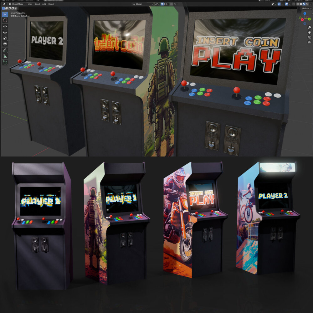 Coin Operated Arcade Game Machine 3D model - Download Game Console on ...