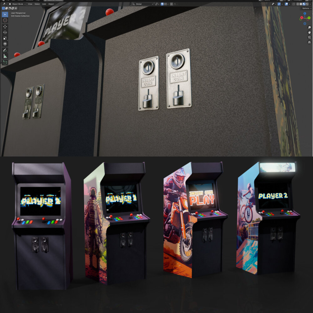 Coin Operated Arcade Game Machine 3D model - Download Game Console on ...