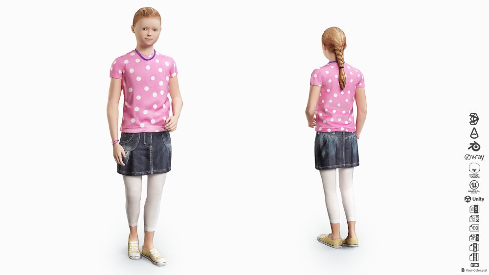 Niña Emmy Modelo 3D - Descargar Character activado 3DModels.org