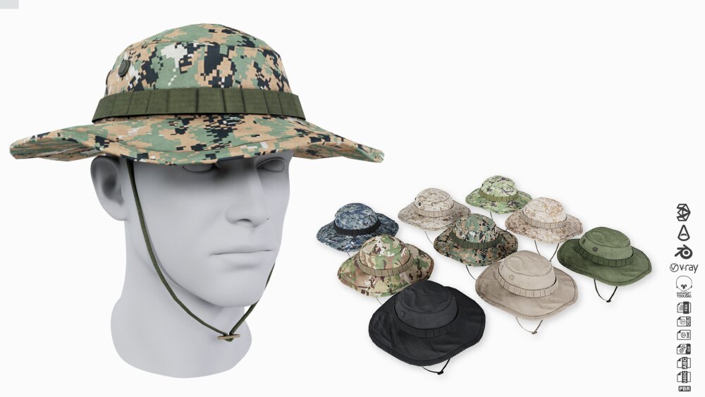 Boonie Hat 3D model - Download Hats on 3DModels.org