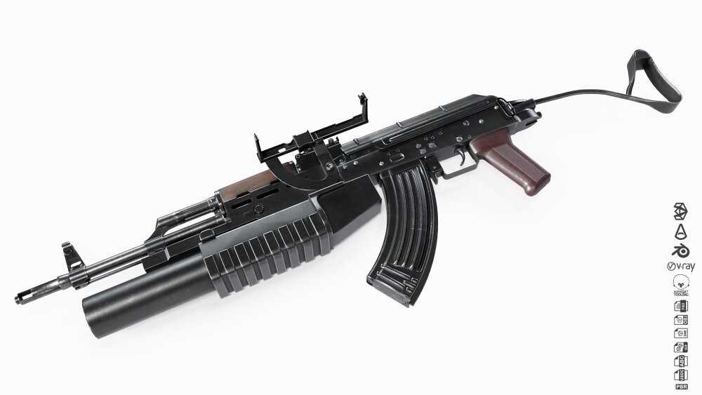 PA md 86 Assault Rifle with Detachable AG-40 Grenade Launcher 3D model ...
