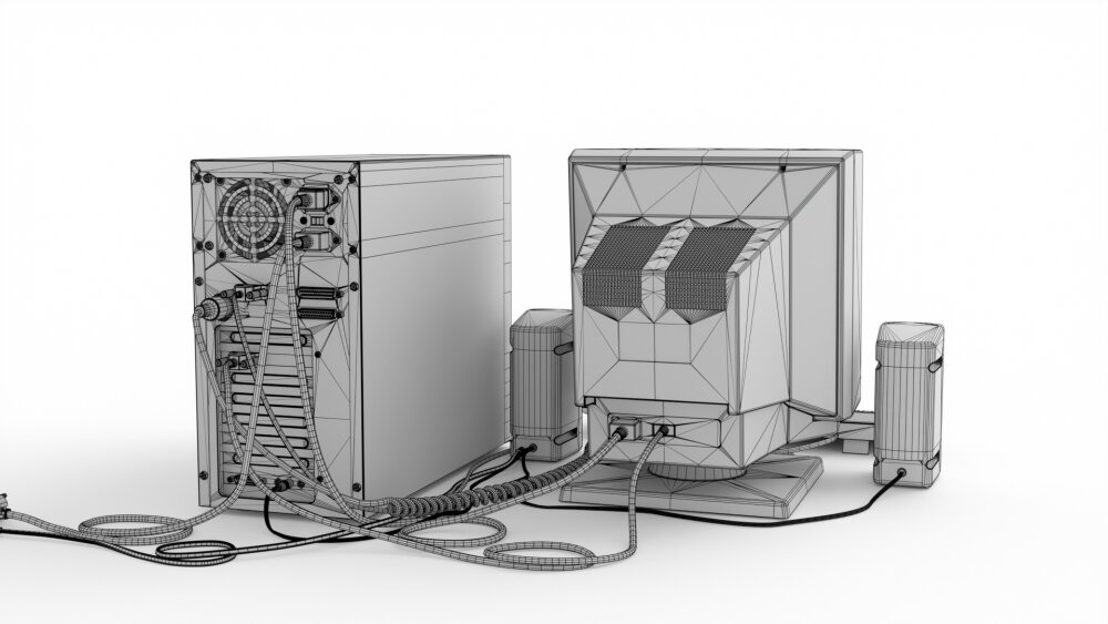 Vintage Desktop Computer 3D model - Download Desktop Computer on ...