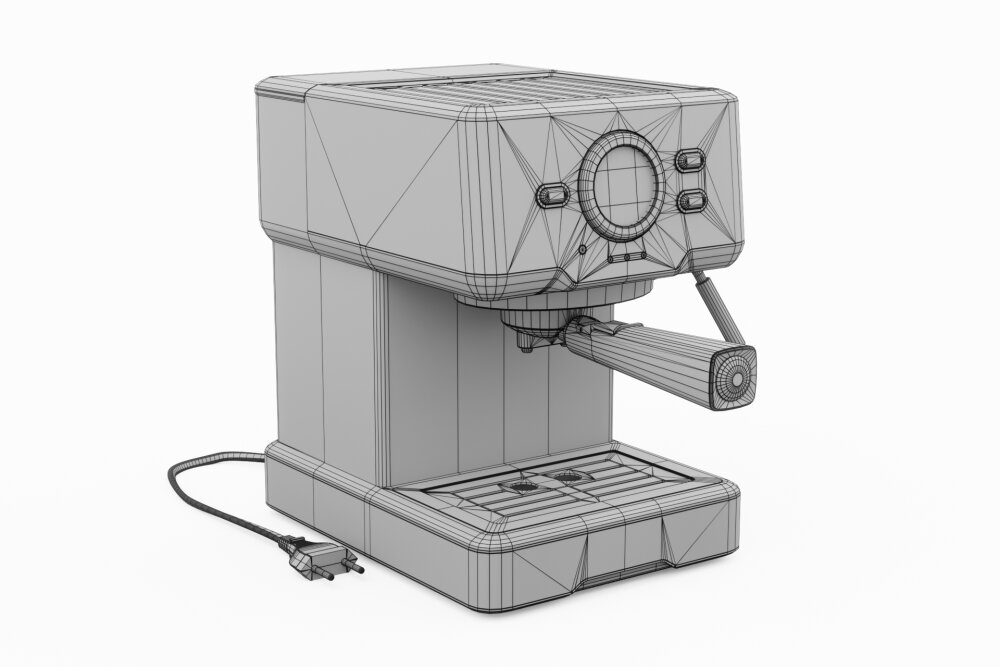 Stainless Steel Espresso Machine 3D model - Download Home Appliances on ...