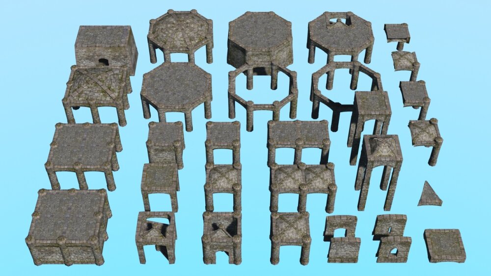 Ancient Fort – Game-ready Construction Set 3D model - Download Game ...