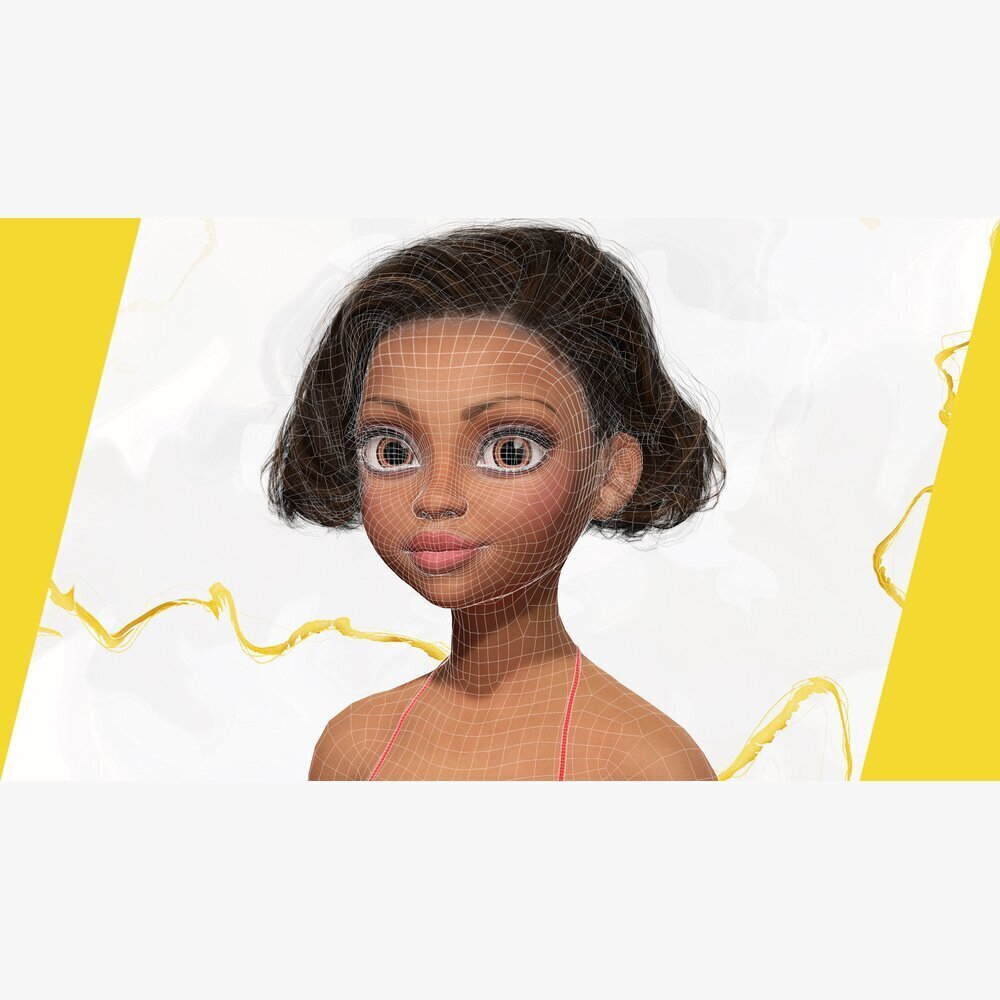 Cartoon Afro american Female Toon Character 3D model - Download Cartoon ...