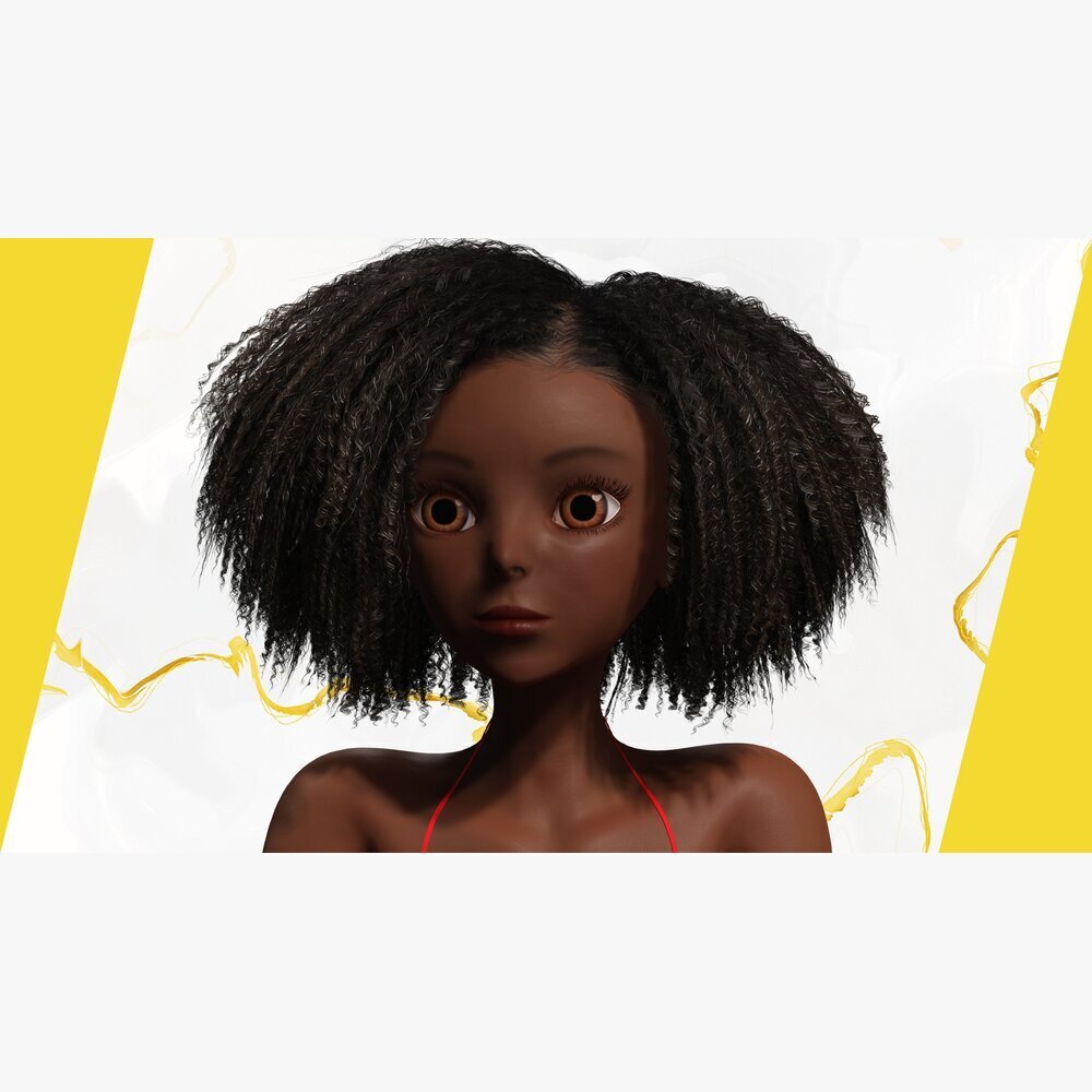 Cartoon Afro American Female Toon Character African 3D model - Download ...