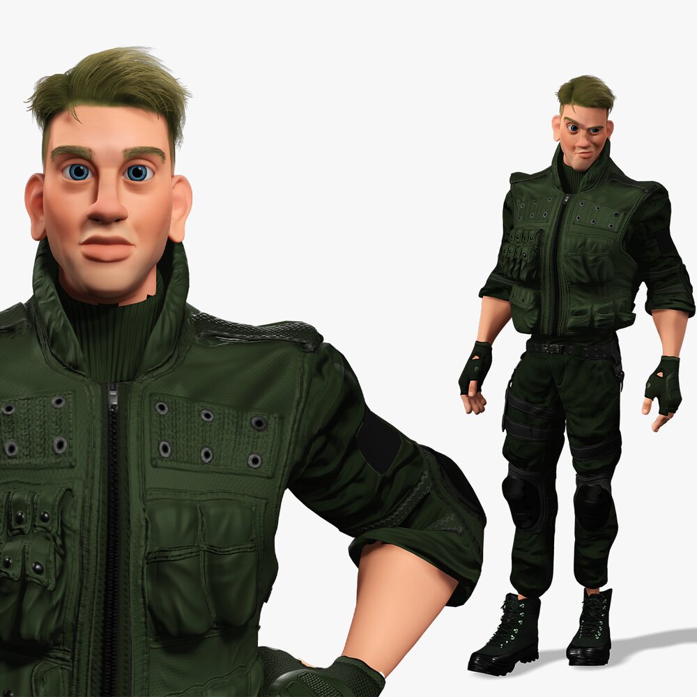 Character in Military Uniform Artistic Realism 3D model - Download ...