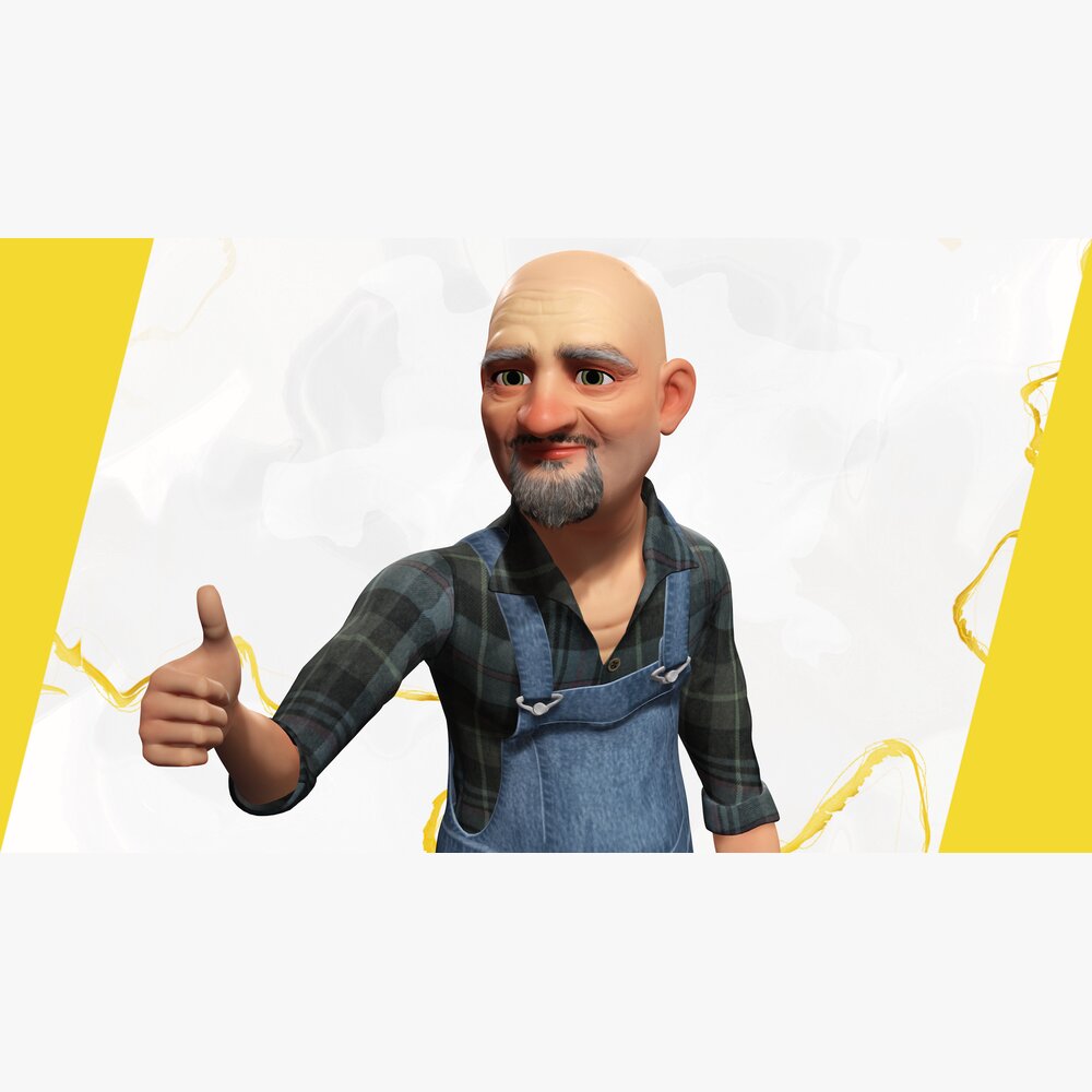 Country Man Character Cartoon Semi-Realistic 3D model - Download ...