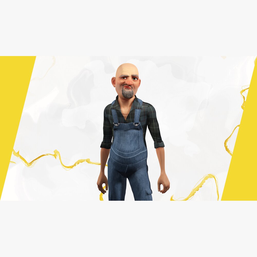 Country Man Character Cartoon Semi-Realistic 3D model - Download ...