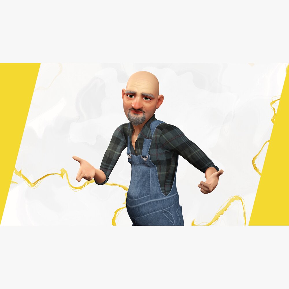 Country Man Character Cartoon Semi-Realistic 3D model - Download ...
