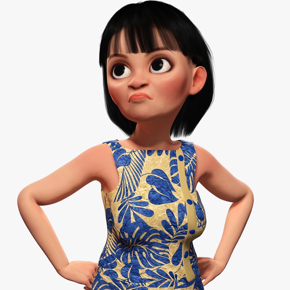 Pretty Girl Realistic Toon Character 3D model - Download Cartoon ...