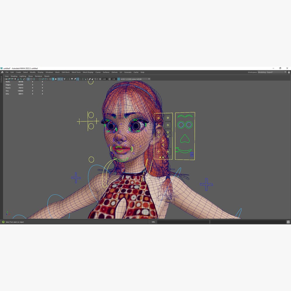 Redhead Character with Colorful Patterned Outfit Toon 3D model ...