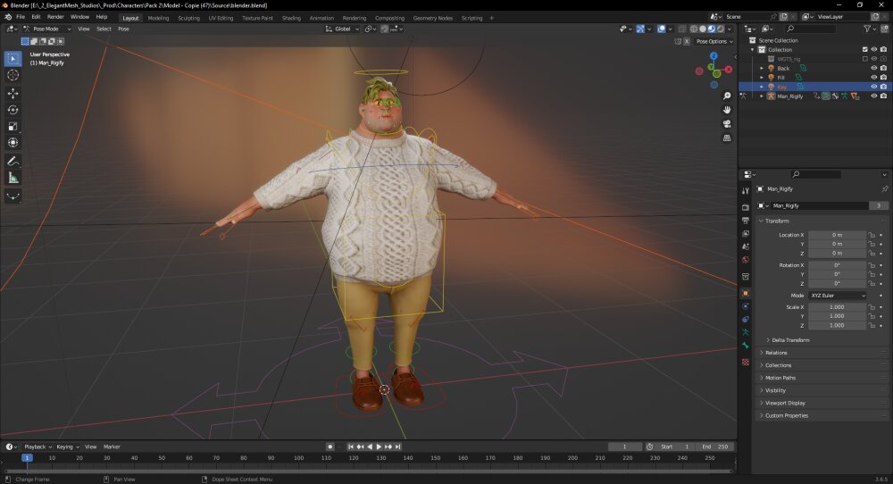 Cartoon Funny Fat Man Character in Winter Outfit 3D model - Download ...