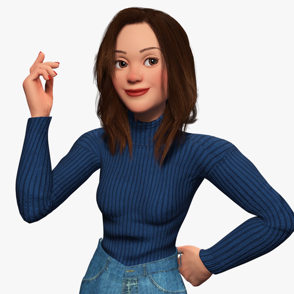 Toon Character Woman with Sweater 3D model - Download Cartoon ...