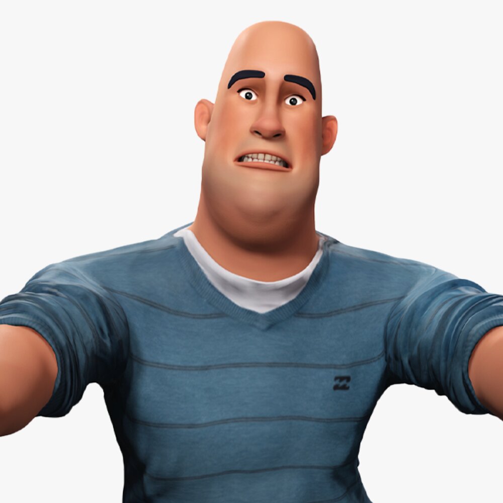 Hombre Calvo Con Suéter Azul Rayado Caricatura Modelo 3D - Descargar ...