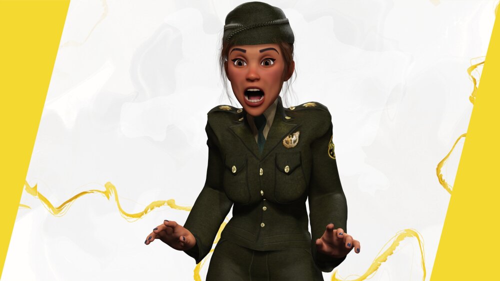 Cartoon Woman in Army Uniform 3D model - Download Cartoon characters on ...