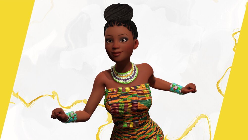 Cartoon Woman in Traditional Kente Dress 3D model - Download Cartoon ...