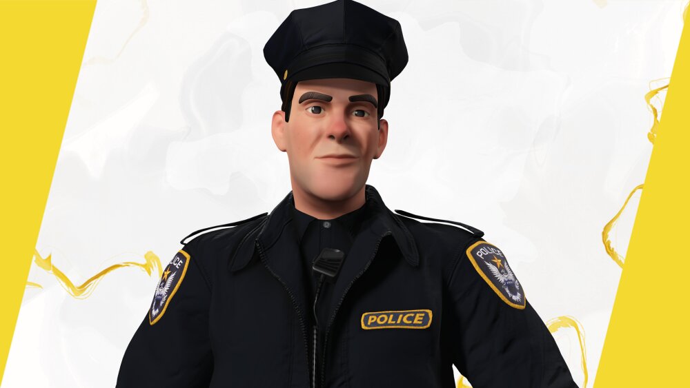 Cartoon Male Police Officer in Uniform 3D model - Download on 3DModels.org
