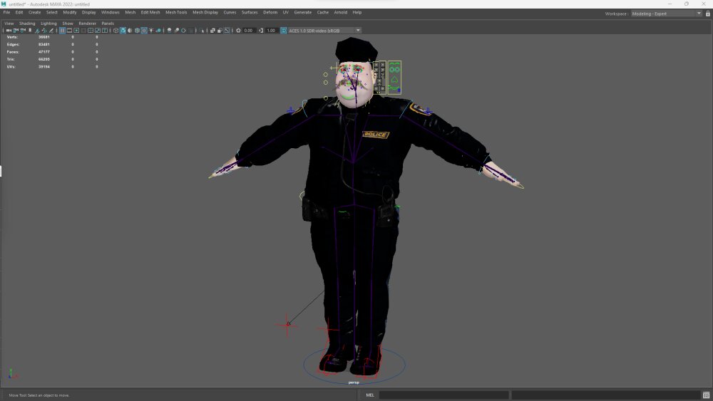 Model 3D Ketua Polis Kartun - Download hidup 3DModels.org