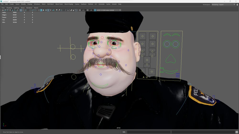 Model 3D Ketua Polis Kartun - Download hidup 3DModels.org
